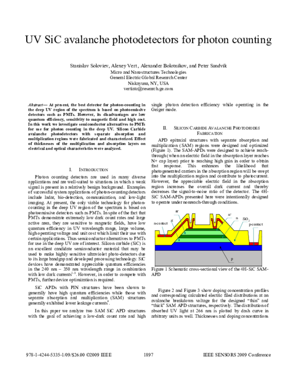 (PDF) UV SiC avalanche photodetectors for photon counting