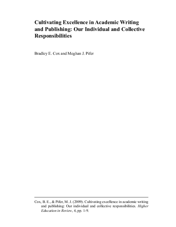 (PDF) Cultivating Excellence in academic Writing and Publishing: our ...