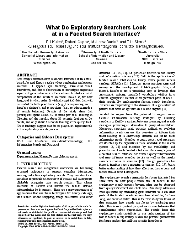 (PDF) What do exploratory searchers look at in a faceted search interface?