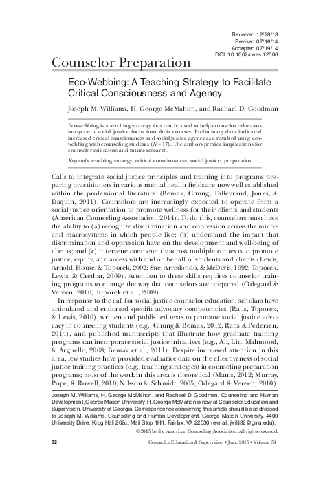 (PDF) Eco-Webbing: A Teaching Strategy to Facilitate Critical ...