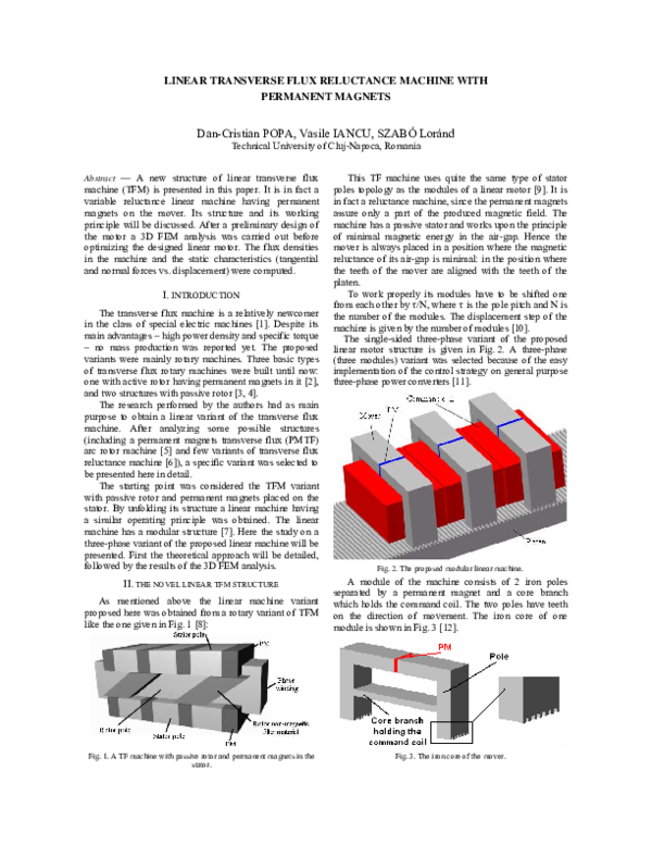 (PDF) Linear Transverse Flux Reluctance Machine With Permanent Magnets