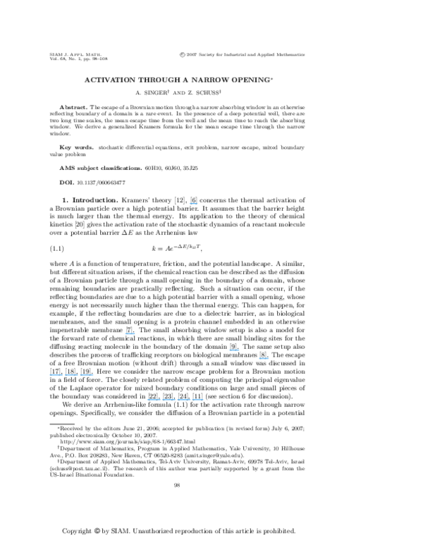 (PDF) Activation through a narrow opening