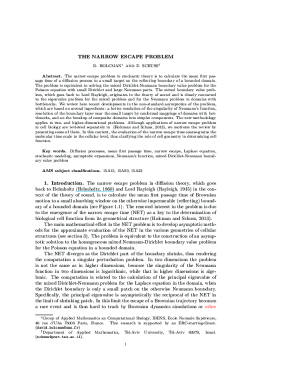 (PDF) The Narrow Escape Problem