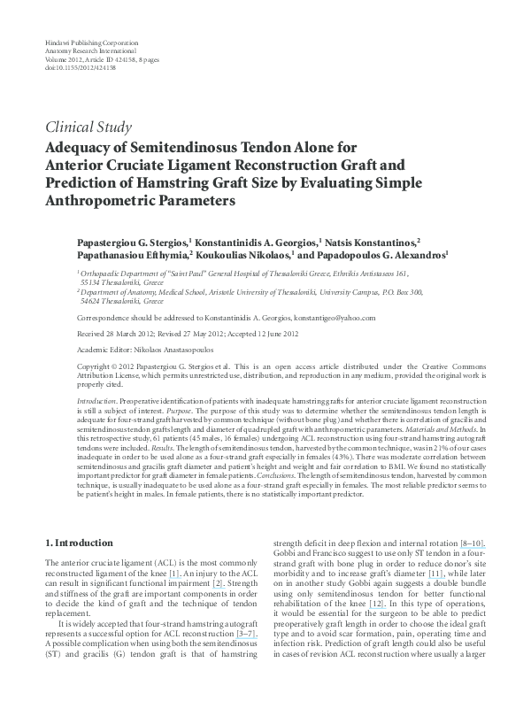 (PDF) Morphological Changes of Graft Donor Semi-Tendinosus and Gracilis ...