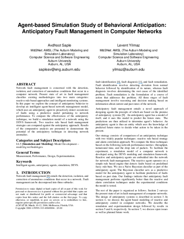 (PDF) Agent-based simulation study of behavioral anticipation