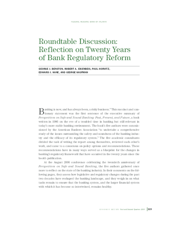 (PDF) Roundtable discussion: reflection on twenty years of bank ...