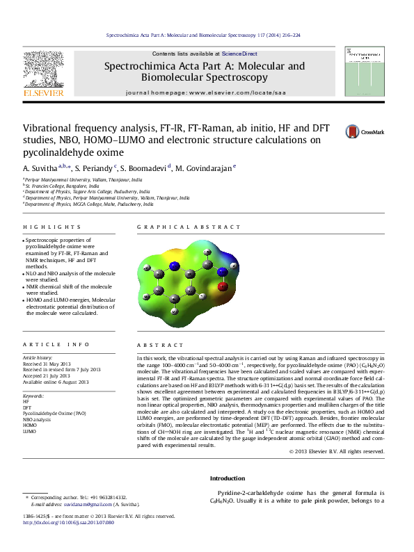 (PDF) Vibrational frequency analysis, FT-IR, FT-Raman, ab initio, HF and DFT studies, NBO, HOMO ...