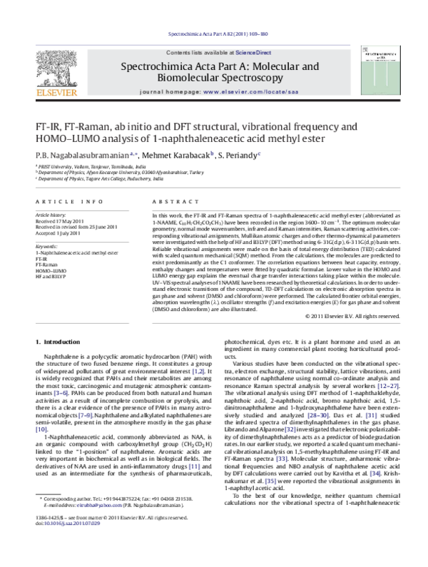 (PDF) FT-IR, FT-Raman, ab initio and DFT structural, vibrational frequency and HOMO–LUMO ...