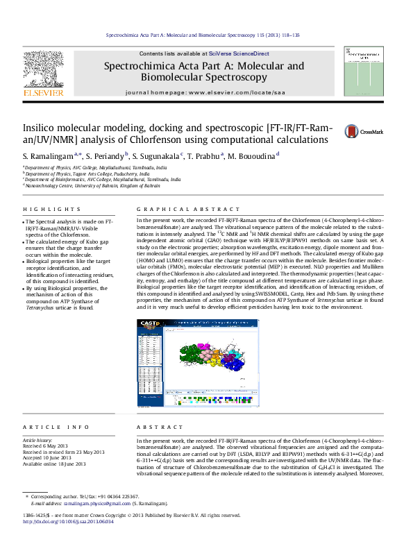(PDF) Insilico molecular modeling, docking and spectroscopic [FT-IR/FT-Raman/UV/NMR] analysis of ...