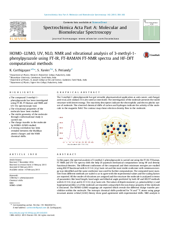 (PDF) HOMO-LUMO, UV, NLO, NMR and vibrational analysis of 3-methyl-1-phenylpyrazole using FT-IR ...