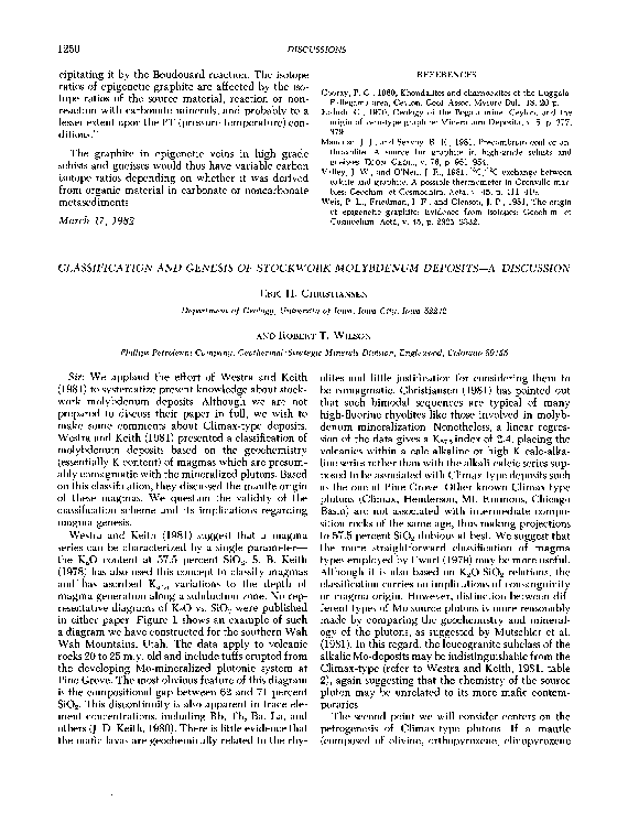 (PDF) Classification and genesis of stockwork molybdenum deposits ...