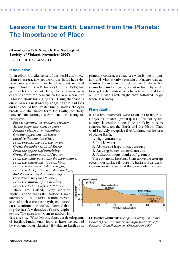 (PDF) Lessons for the Earth, Learned from the Planets: The Importance ...