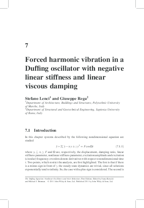 (PDF) Forced Harmonic Vibration in a Duffing Oscillator with Negative Linear Stiffness and ...