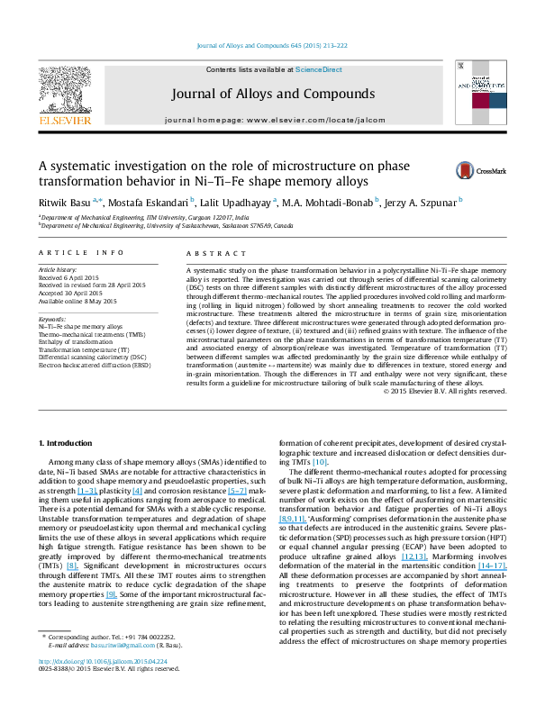 (PDF) A systematic investigation on the role of microstructure on phase transformation behavior ...