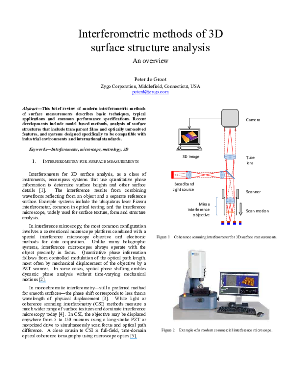 (PDF) Interferometric methods of 3D surface structure analysis