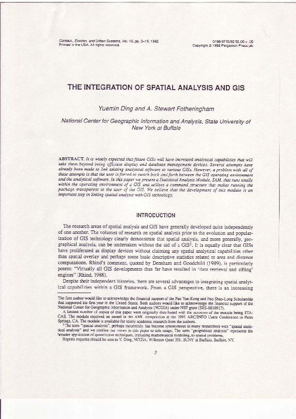 (PDF) The integration of spatial analysis and gis