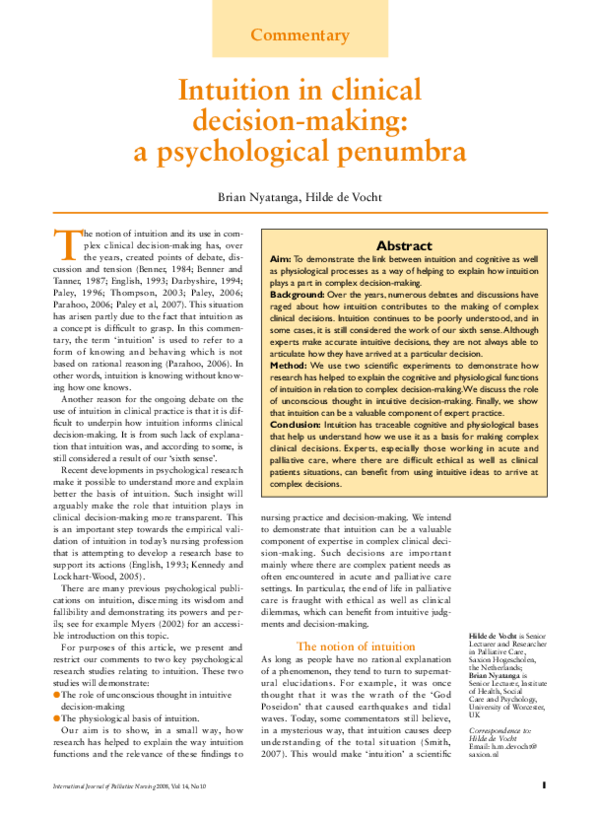 Decision Making Model Diagram For Impaired Nurses (pdf) Deci