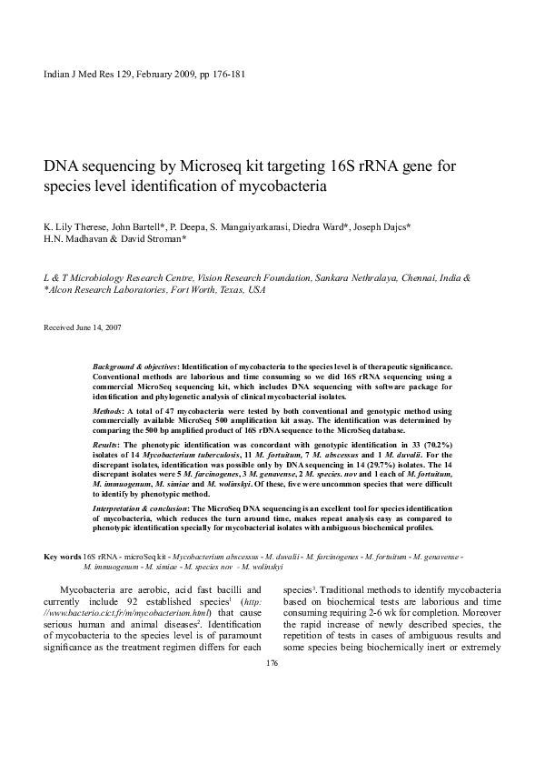 (PDF) DNA sequencing by Microseq kit targeting 16S rRNA gene for ...