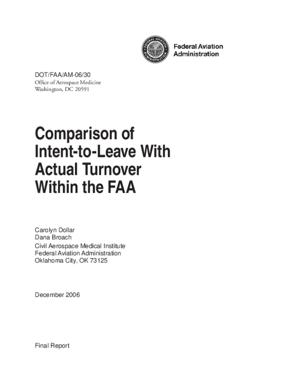 (PDF) Intent-to-Leave vs. Turnover in FAA