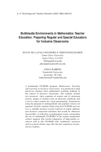 (PDF) Multimedia Environments in Mathematics Teacher Education ...