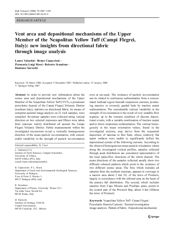 (PDF) Vent area and depositional mechanisms of the Upper Member of the ...