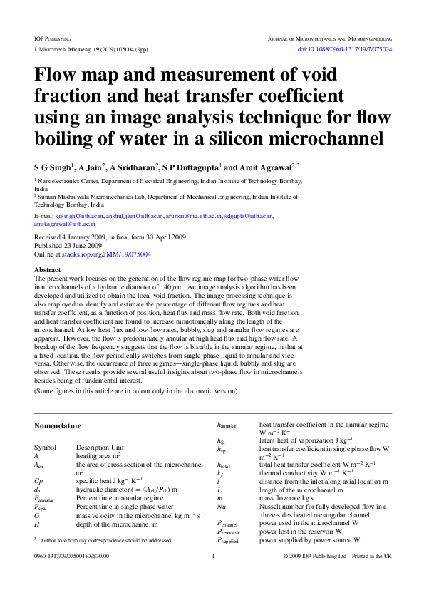(PDF) Flow map and measurement of void fraction and heat transfer coefficient using an image ...