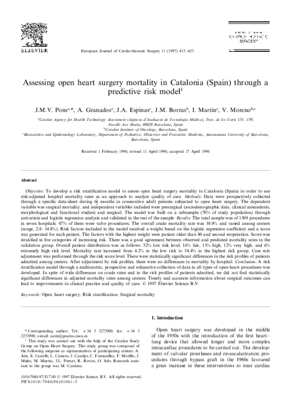(PDF) Assessing open heart surgery mortality in Catalonia (Spain ...