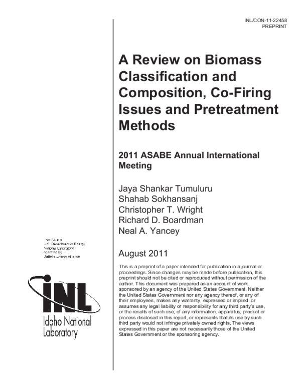 (PDF) A review on biomass classification and composition, co-firing ...