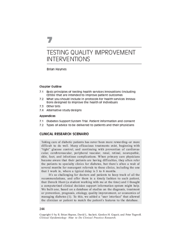 (PDF) Testing quality improvement interventions