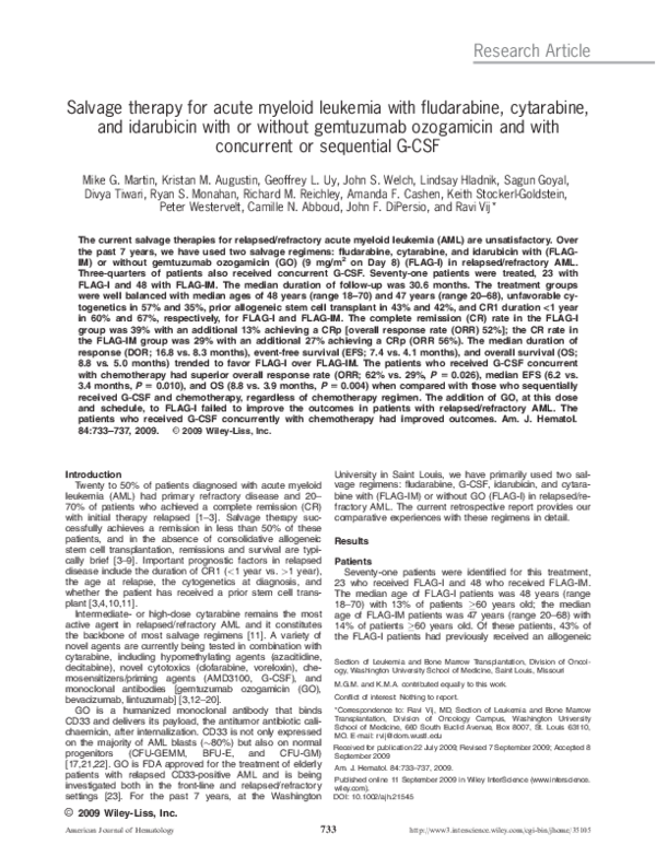 (PDF) Salvage therapy for acute myeloid leukemia with fludarabine ...