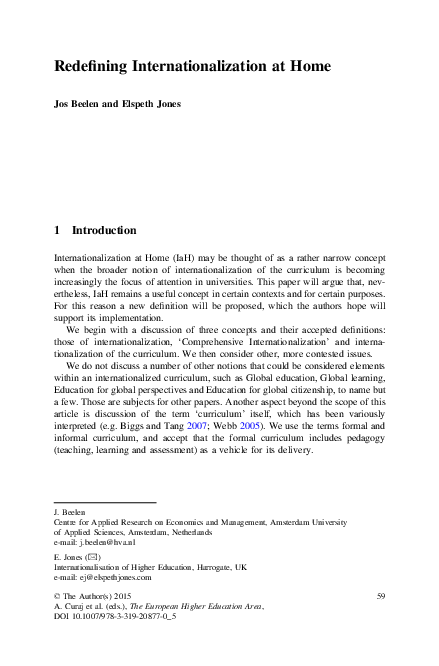 (PDF) Redefining Internationalisation at Home
