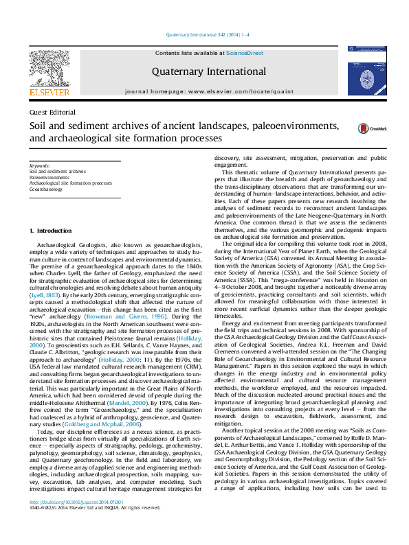 (PDF) Soil and sediment archives of ancient landscapes ...