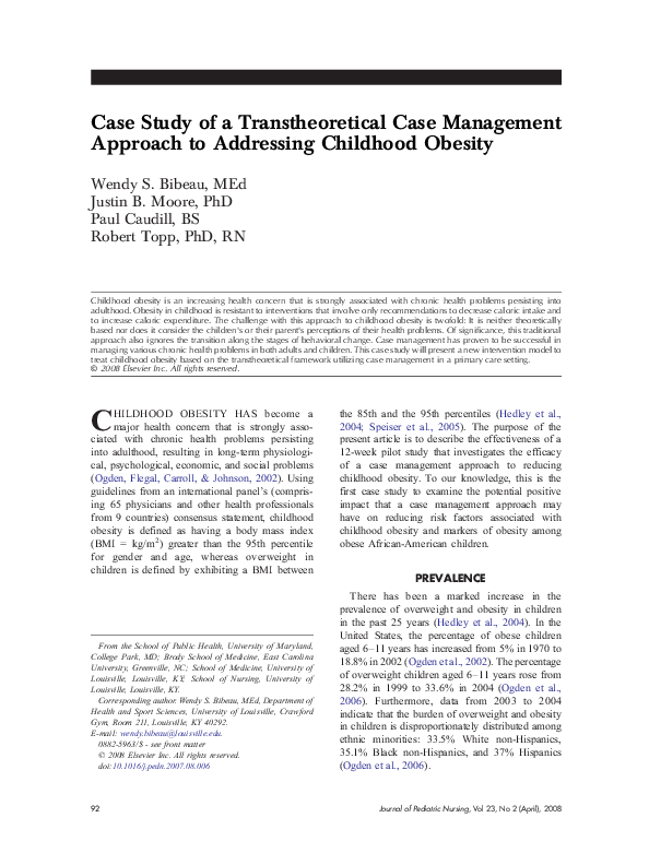(PDF) Case Study of a Transtheoretical Case Management Approach to ...