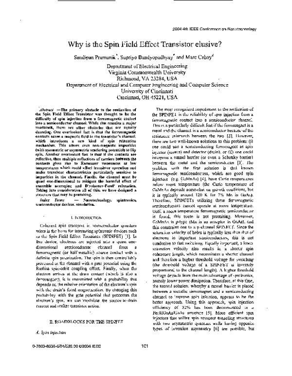 (PDF) The Spin Field-Effect-Transistor | Shreyas Shah - Academia.edu