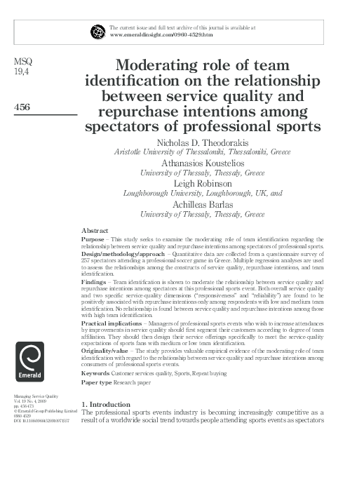 (PDF) Moderating role of team identification on the relationship ...