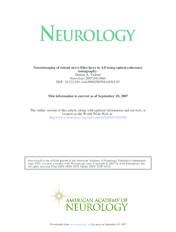 (PDF) Neuroimaging of retinal nerve fiber layer in AD using optical ...