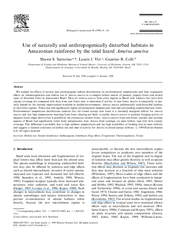 (PDF) Use of naturally and anthropogenically disturbed habitats in ...