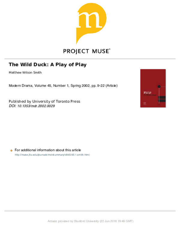 (PDF) The Wild Duck: A Play of Play