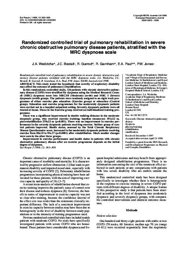 (PDF) Randomized controlled trial of pulmonary rehabilitation in severe ...