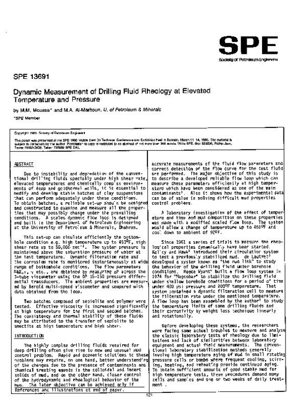 (PDF) Dynamic Measurement of Drilling Fluid Rheology at Elevated ...