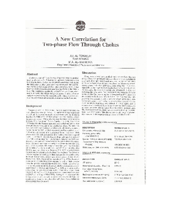 (PDF) A New Correlation For Two-phase Flow Through Chokes