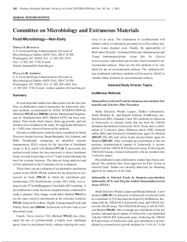 (PDF) Food microbiology, nondairy