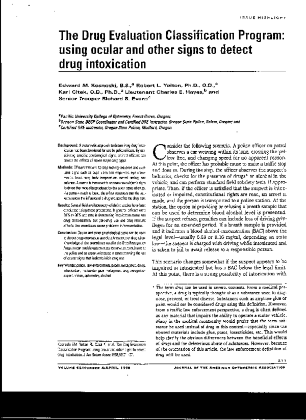 (PDF) The Drug Evaluation Classification Program: using ocular and ...