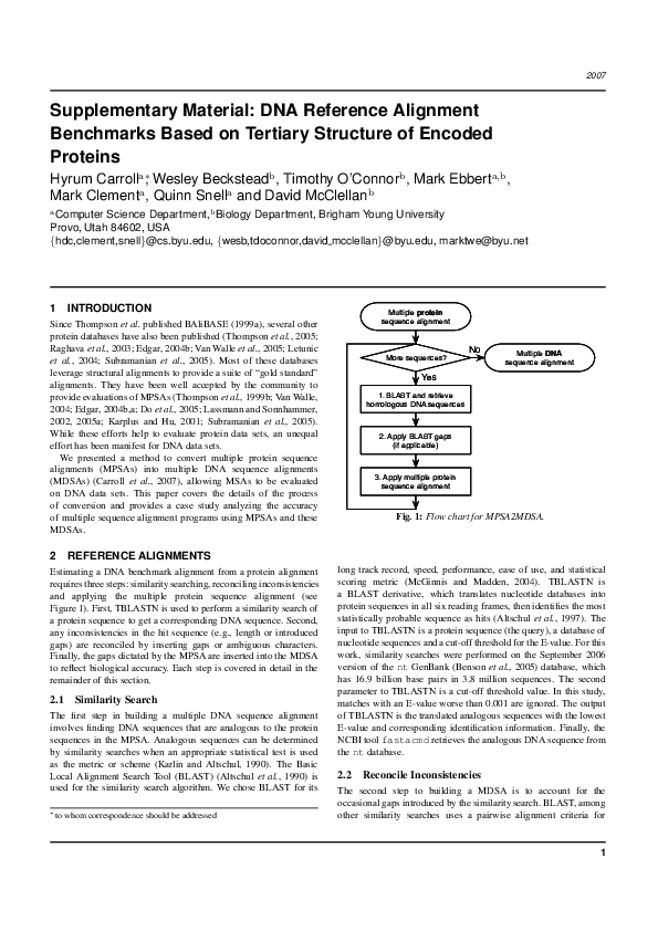 (PDF) DNA reference alignment benchmarks based on tertiary structure of encoded proteins | Mark ...