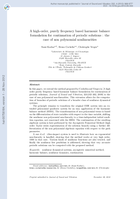 (PDF) A high-order, purely frequency based harmonic balance formulation ...