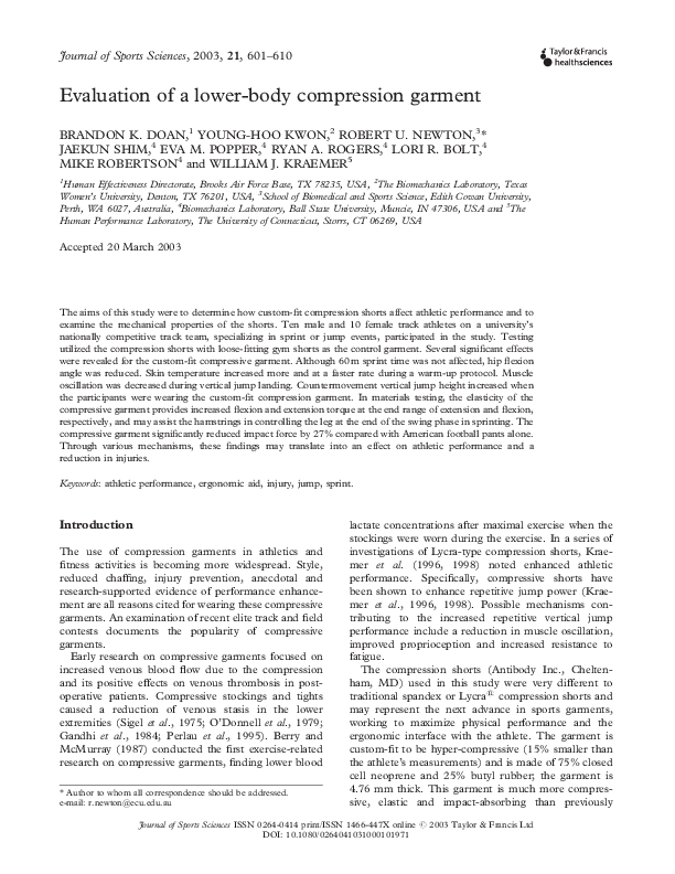 (PDF) Evaluation of a lower-body compression garment