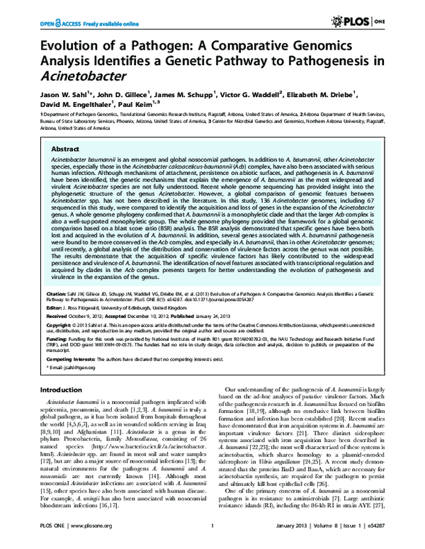 (PDF) Evolution of a Pathogen: A Comparative Genomics Analysis ...