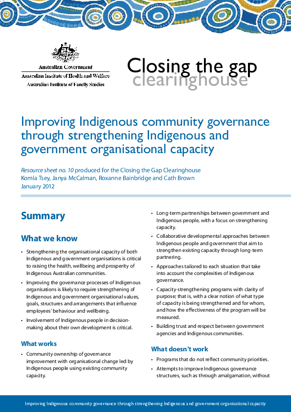 (PDF) Improving Indigenous community governance through strengthening ...