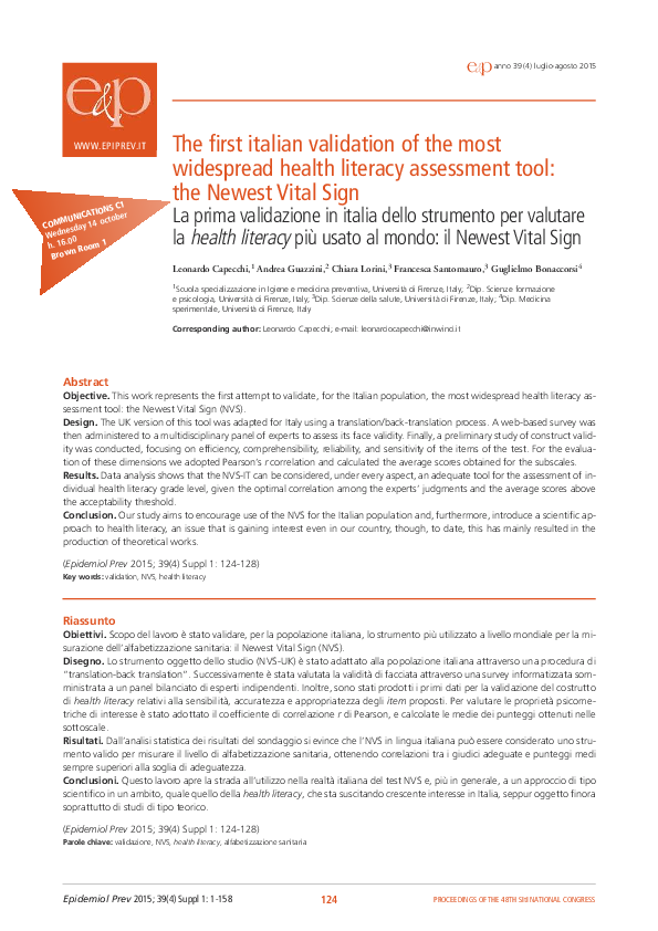 (PDF) The first italian validation of the most widespread health ...