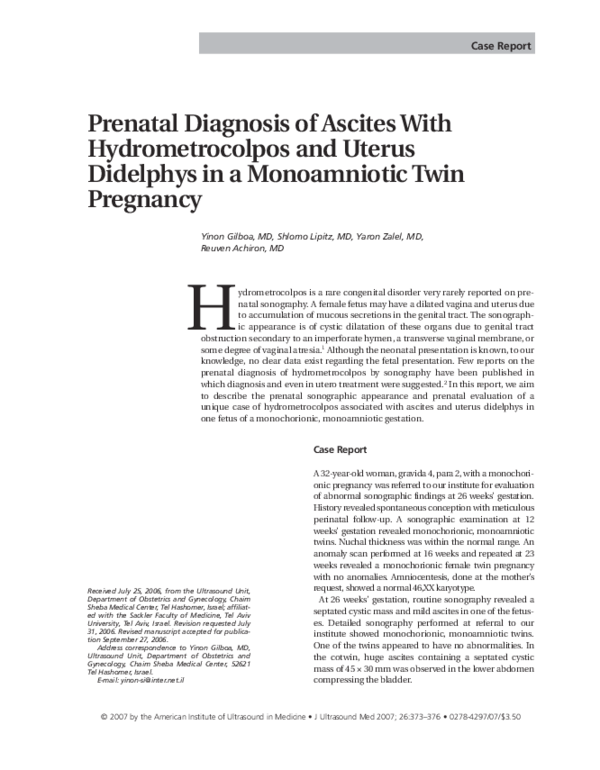 (PDF) Prenatal diagnosis of fetal hydrometrocolpos Diagnóstico pré ...